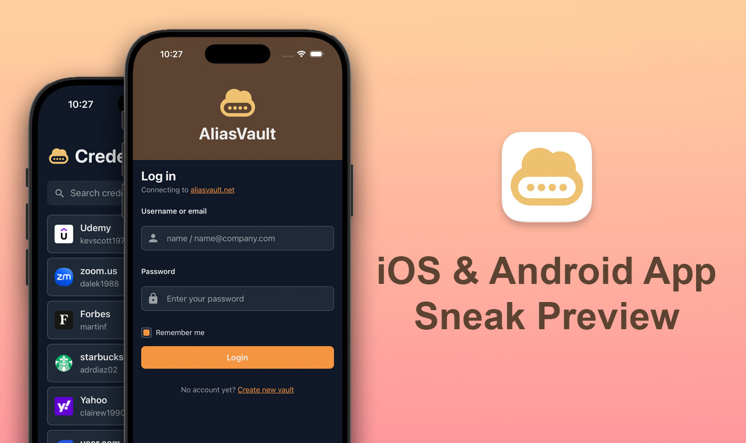 iOS & Android App Preview | AliasVault